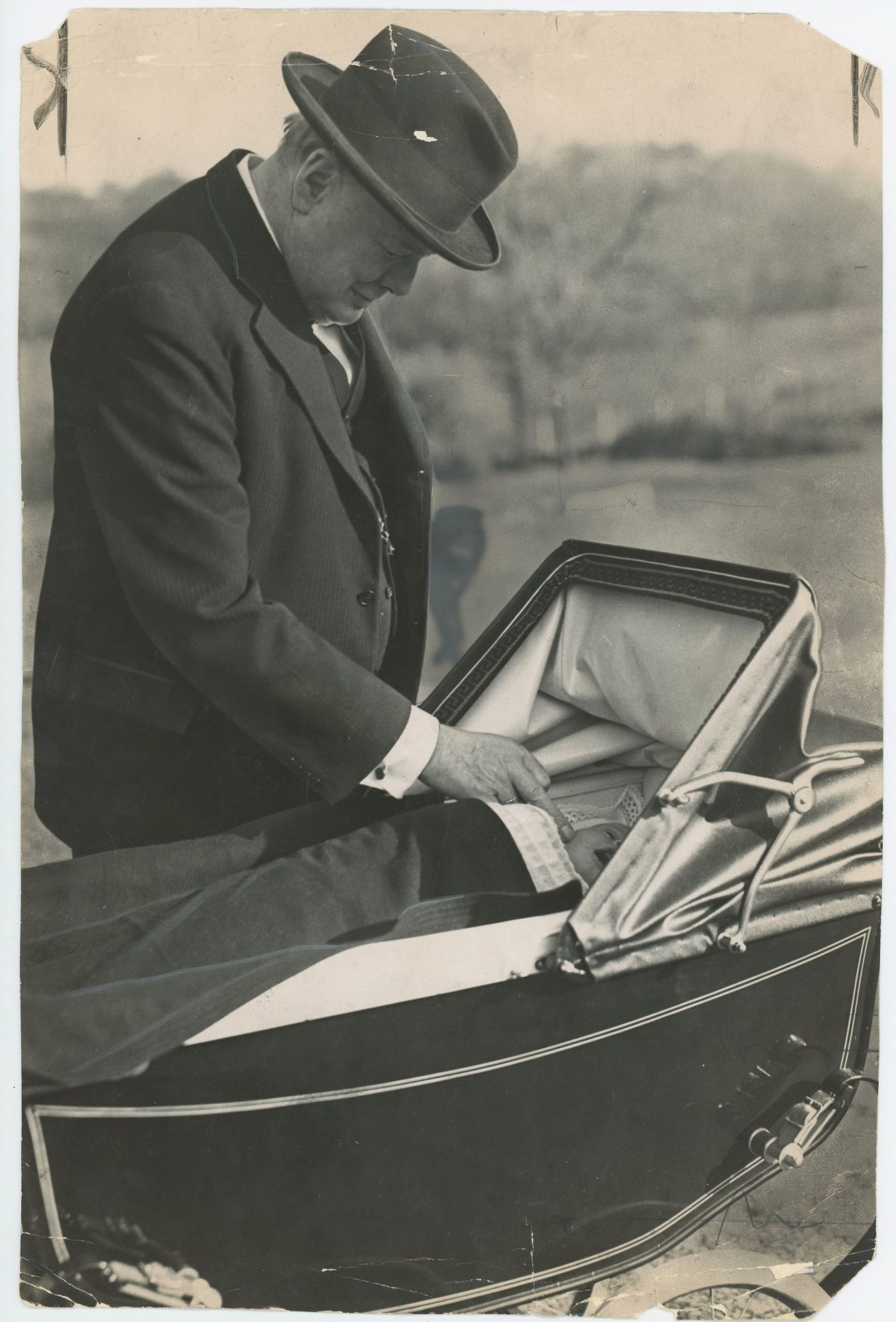 An original press photograph of Winston S. Churchill affectionately ...